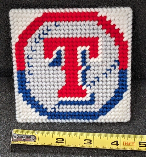 MLB TEXAS RANGERS LOGO 4X4 HANDMADE NEEDLE POINT COASTER GREY BALL ...