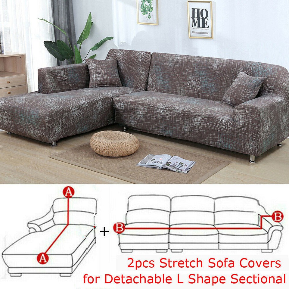 1PCS Stretch Sofa Covers for L Shape Detachable Separable Sectional ...