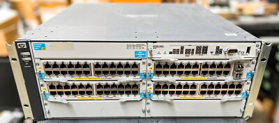 HP ProCurve E5406zl J8697A POE+ Chassis w 3xJ9534A J9536A J8726A 2xPSU ...