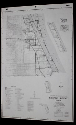 General Road Map of Brevard County Florida 1975 18x28 Sheet 1 South | eBay