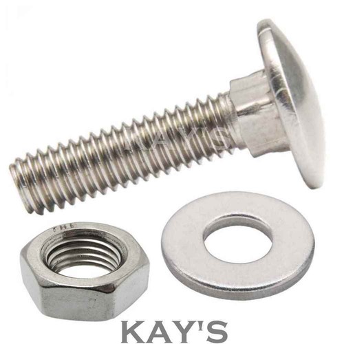 M5 CARRIAGE BOLTS WITH NUTS & WASHERS CUP SQUARE COACH SCREWS A2 ...