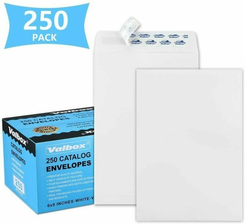 ValBox 6x9 Self Seal Security Catalog Envelopes 250 Count Small White ...