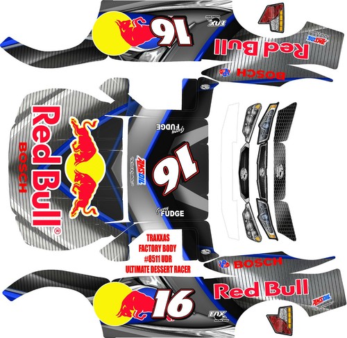 TRAXXAS UDR ULTIMATE DESERT RACER TROPHY TRUCK RED Theme wrap decals ...