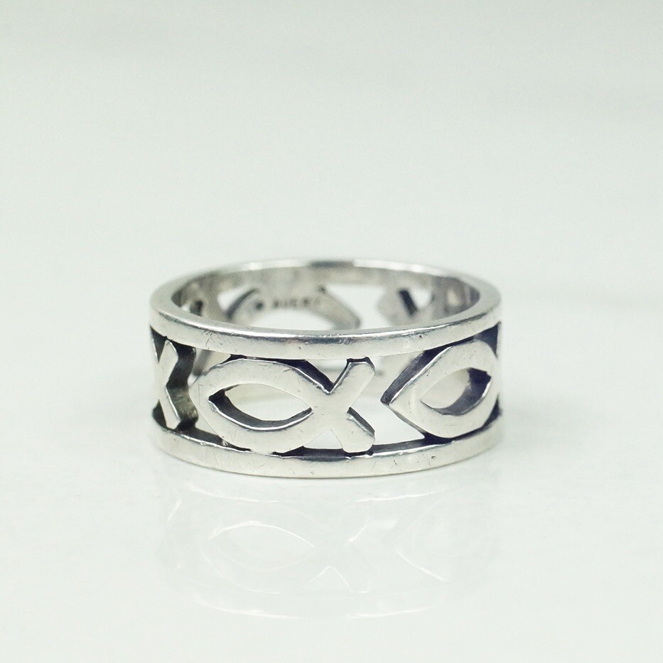 James Avery Sterling Silver Ichthus Fish Eternity Band Ring Size 5.75 ...