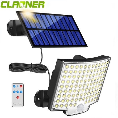 CLAONER 106LED Solar Motion Sensor Light Outdoor IP65 Security Garden ...