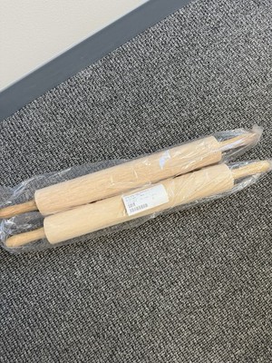 Two Browne Foodservice 18 Inch Rolling Pin Hardwood with Stainless ...