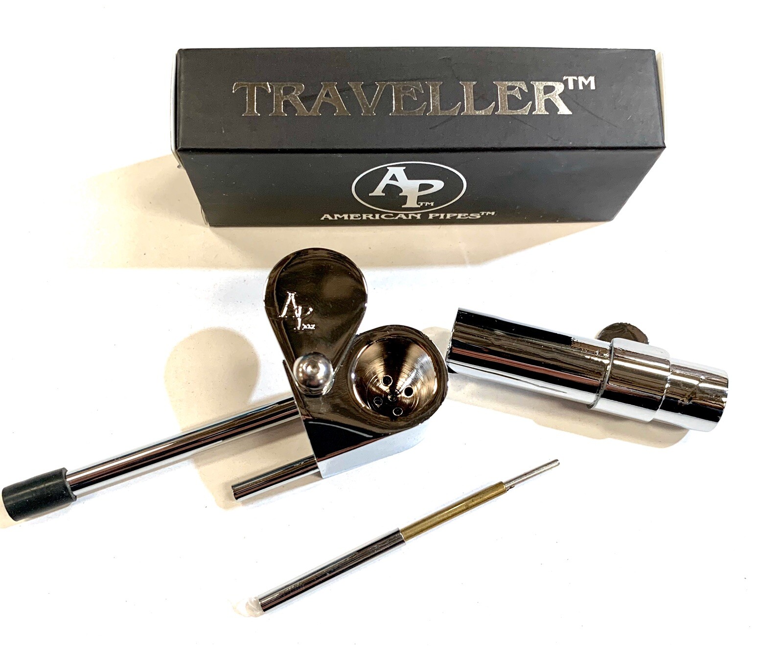 ORIGINAL AMERICAN PIPES™ TRAVELLER™ PIPE DELUXE CHROME PLATED SOLID ...