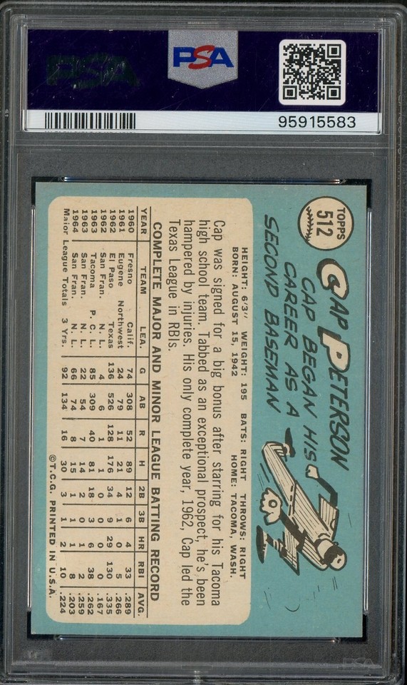 1965 Topps #512 Cap Peterson San Francisco Giants PSA 9 MINT | eBay