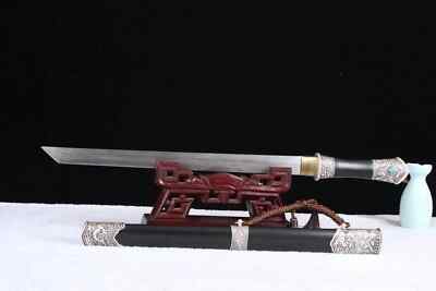 Folded Steel Damascus Short Sword Small Shortsword Mini Chinese Dao ...