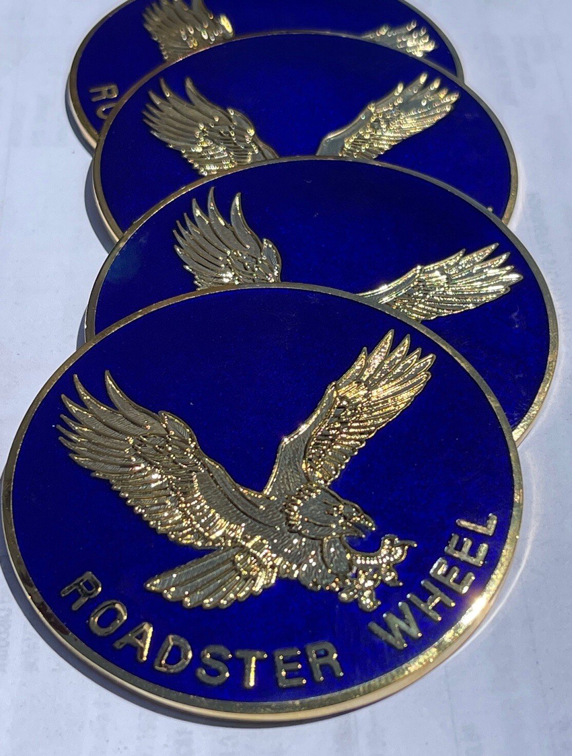 CHIPS EMBLEMS 2 5/8 67mm DECAL KNOCK OFF SPOKES WIRE WHEELS RIMS BLUE ...