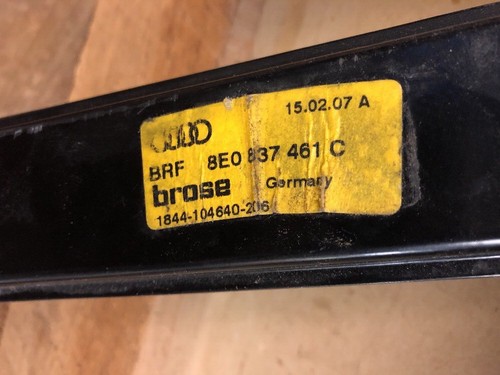 2008 Audi A4 S4 LEFT Front Window B6 A4 OEM 8E0 837 629 Regulator 8E0 ...