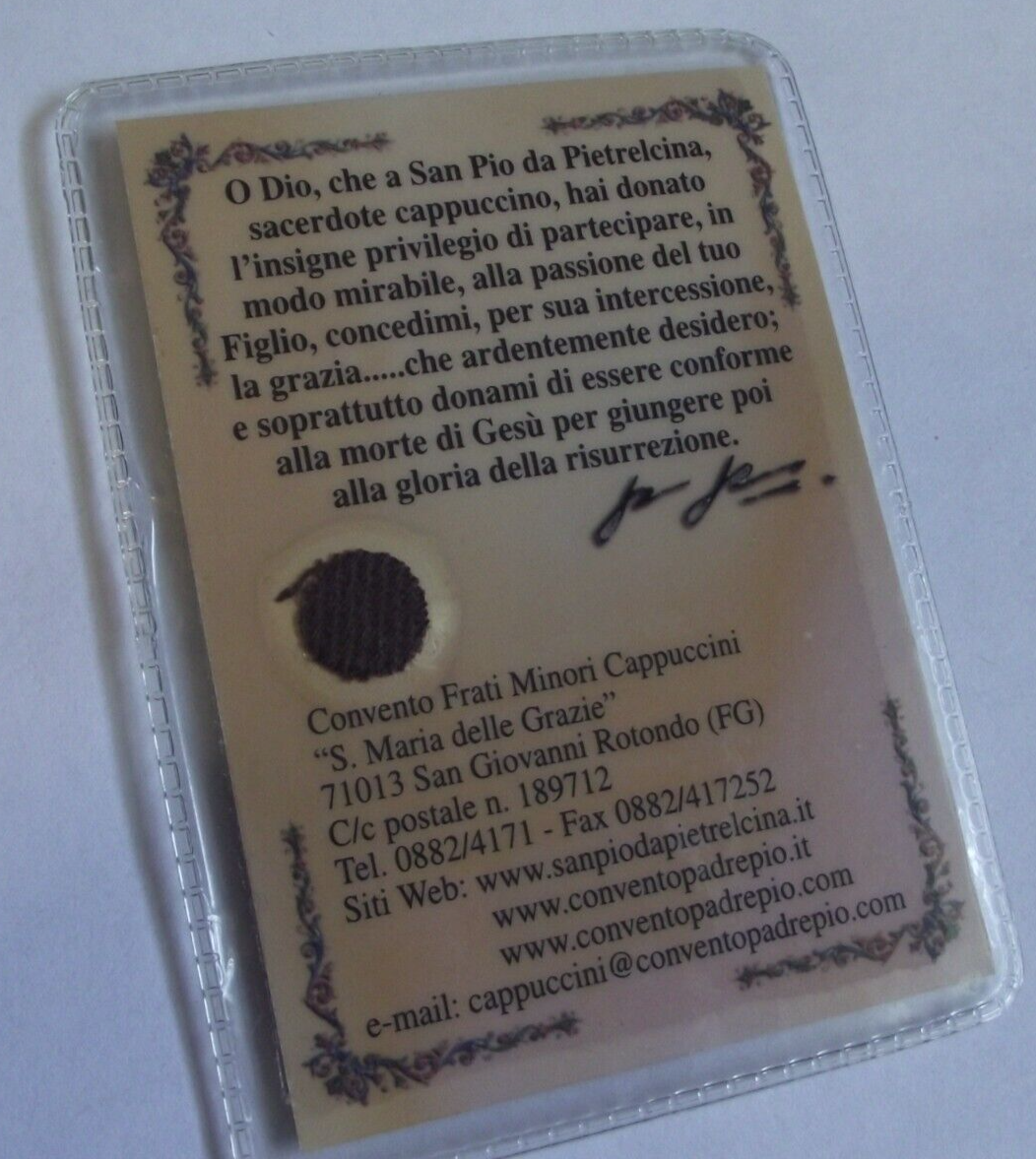 Stigmata St Saint Padre Pio pocket relic Holy prayer card patron of ...