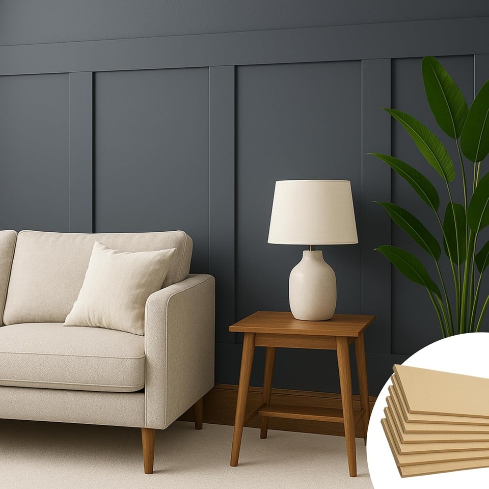 MDF Panelling Strips DIY Wall Paneling Paintable Kit Shaker Style Wall ...