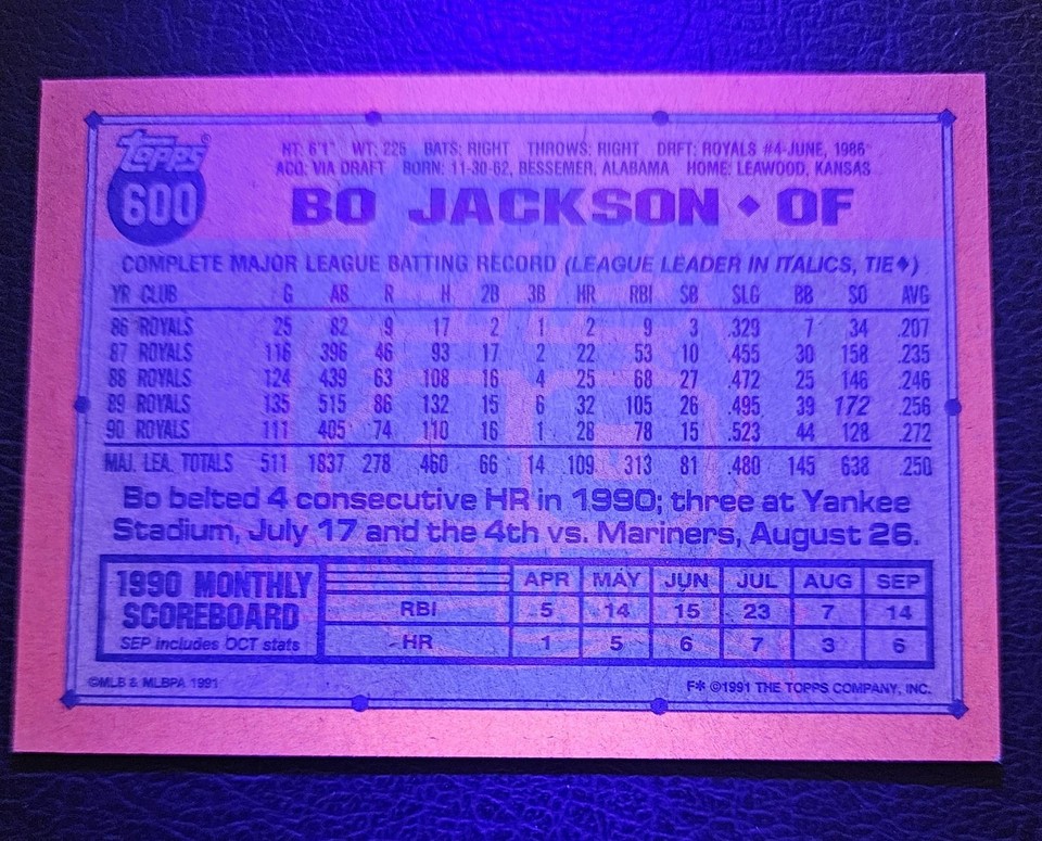 1991 Topps Desert Shield Baseball Card #600 Bo Jackson NM-MT ds-293 | eBay