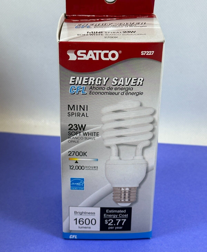 Satco Light Bulb Mini Spiral Energy Saver 23W Soft White 2700K S7227 ...