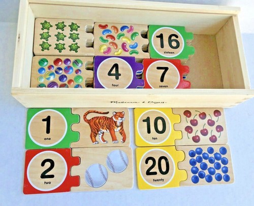 Melissa & Doug Self Correcting Wooden Number Puzzle With Storage Box 40 ...