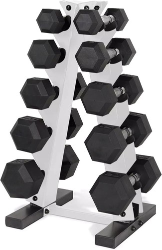 150 LB Hex Dumbbell Weight Set with Vertical Rack | eBay