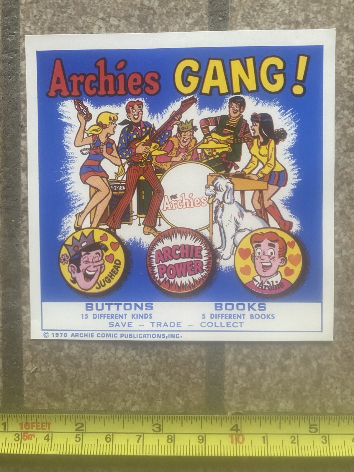 Vintage 1970 Archie Comics Pin Back Buttons Gumball Machine Display ...