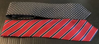 Saddlebred Mens 100% Silk Ties Xtra Long 2 Ties 1 Red/Navy & 1 Black ...