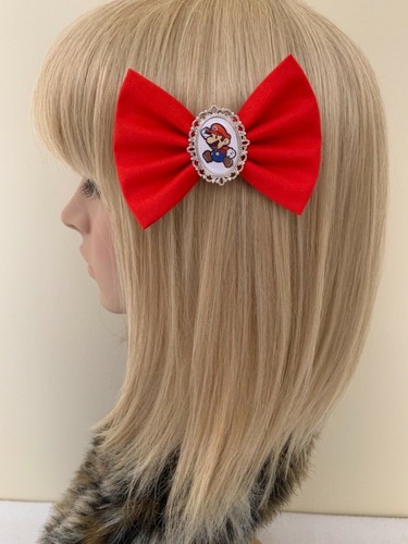 Mario hair bow clip rockabilly pin up super Nintendo bros Luigi red ...