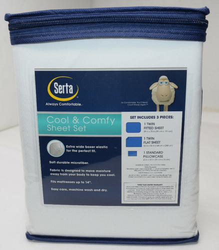 SERTA Perfect Sleeper Cool & Comfy White TWIN Sheet Set - Extra Wide ...