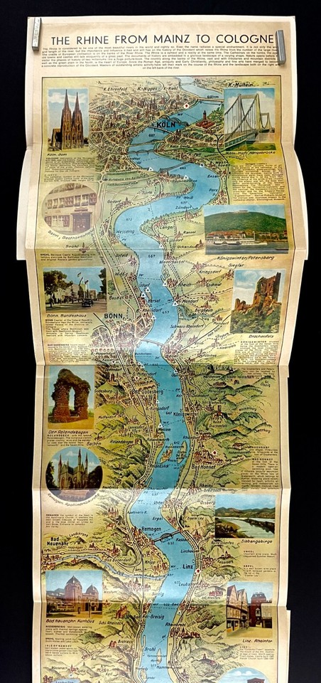 1960s The Rhine River From Mainz Cologne History Map Vintage Travel ...