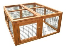 Bunny Business BBWR4SH Fully Folding Sheltered Rabbit Run Hutch for ...