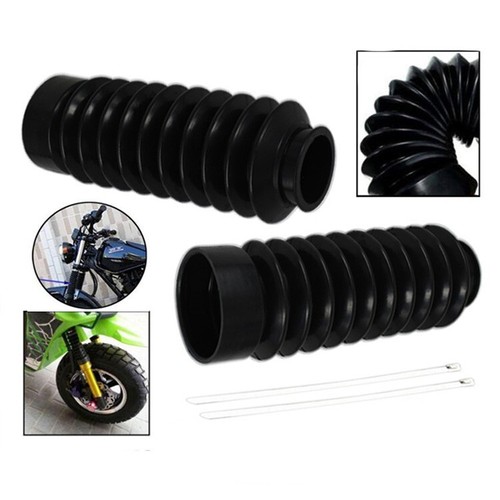 Black Universal Motorcycle Rubber Fork Dust Covers Gaiters Boots Shock ...