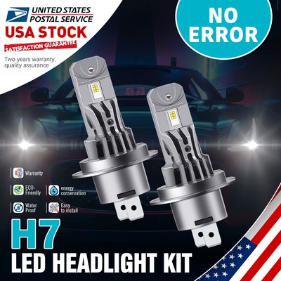 2x Super Bright H7 LED Headlight Kit High Low Beam Fog Driving Bulbs ...