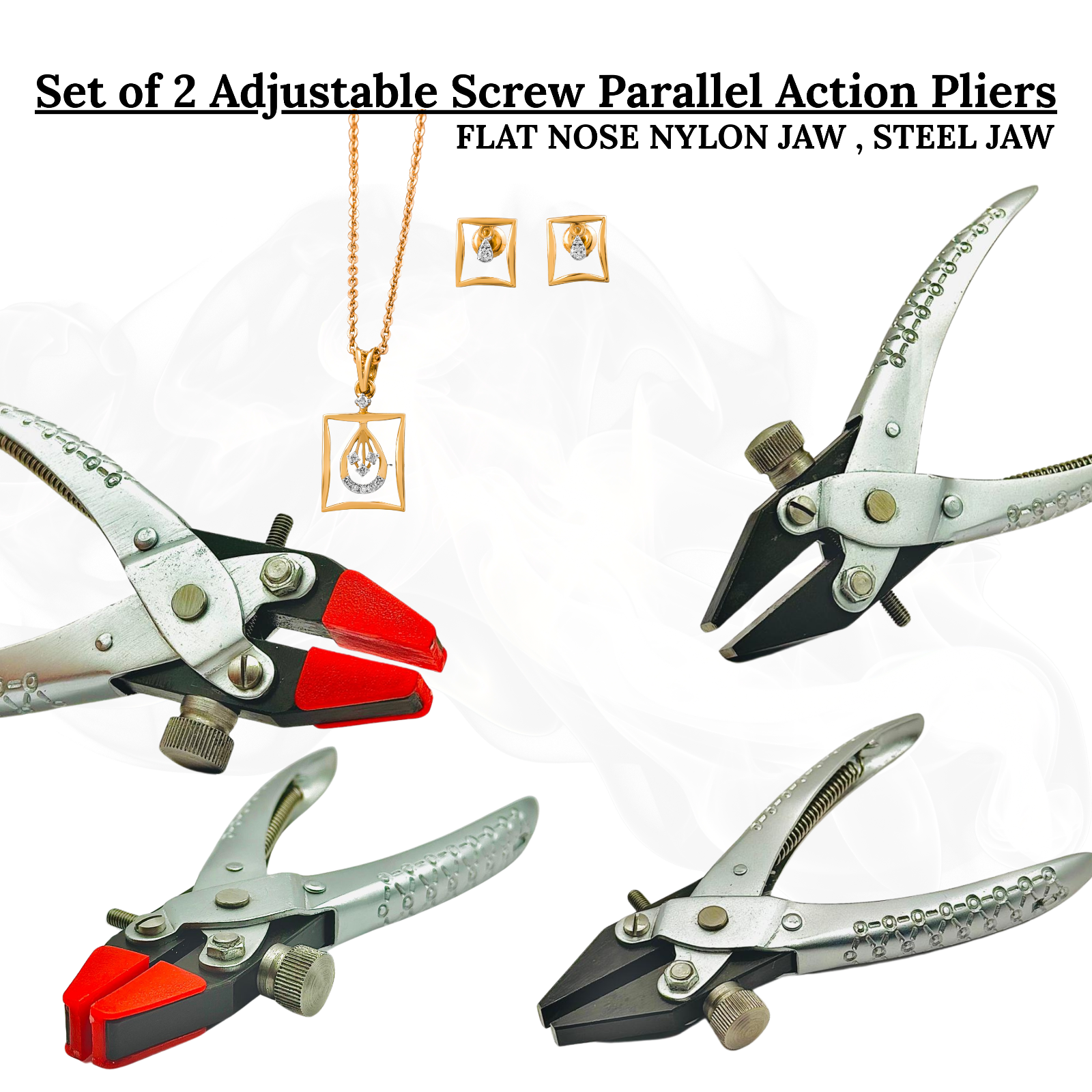Set of 2 Parallel Action Pliers Flat Nose – Nylon & Steel Jaw ...