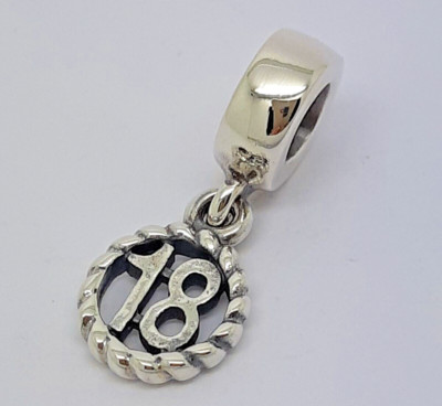 Pandora 790495 18th Birthday Dangle Bead Charm 925 Solid Sterling ...