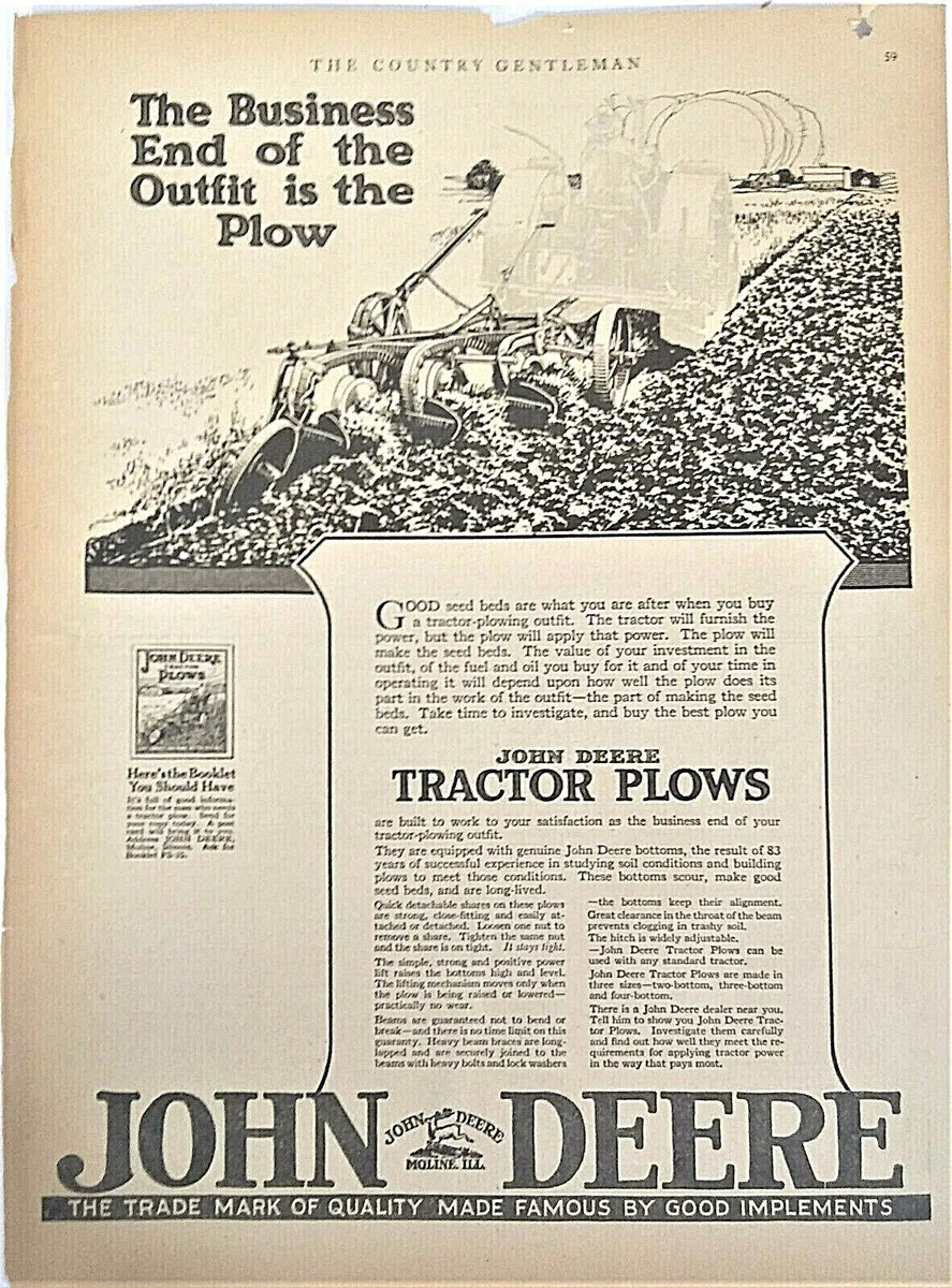 John Deere Steel Plow Advertisement