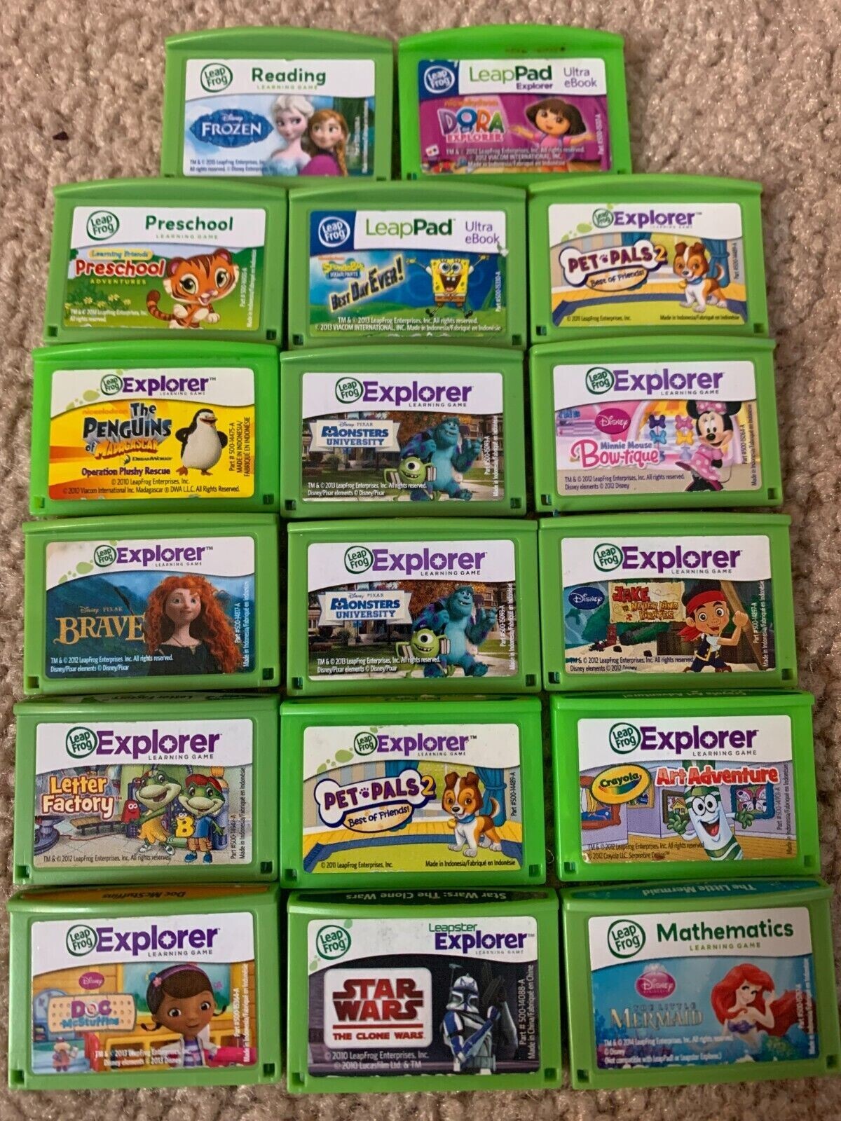 Lot of 17 Leap Frog Leapster Explorer Leap Pad Learning Game Cartridges ...