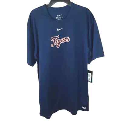 NWT Nike Detroit Tigers Script Wordmark Dri-FIT On-Field T-Shirt Navy ...