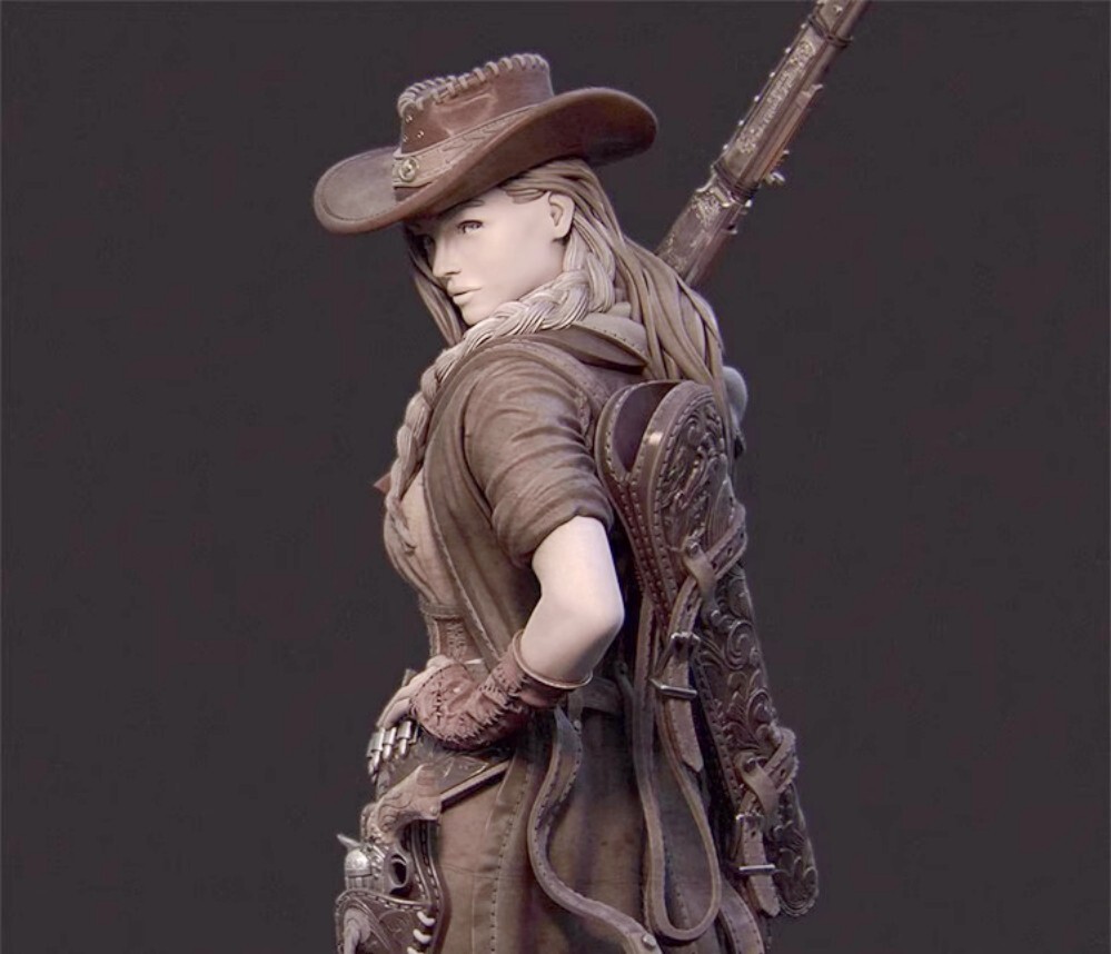 1/24 resin figure model Female Musketeer Western Cowboy Unassembled ...