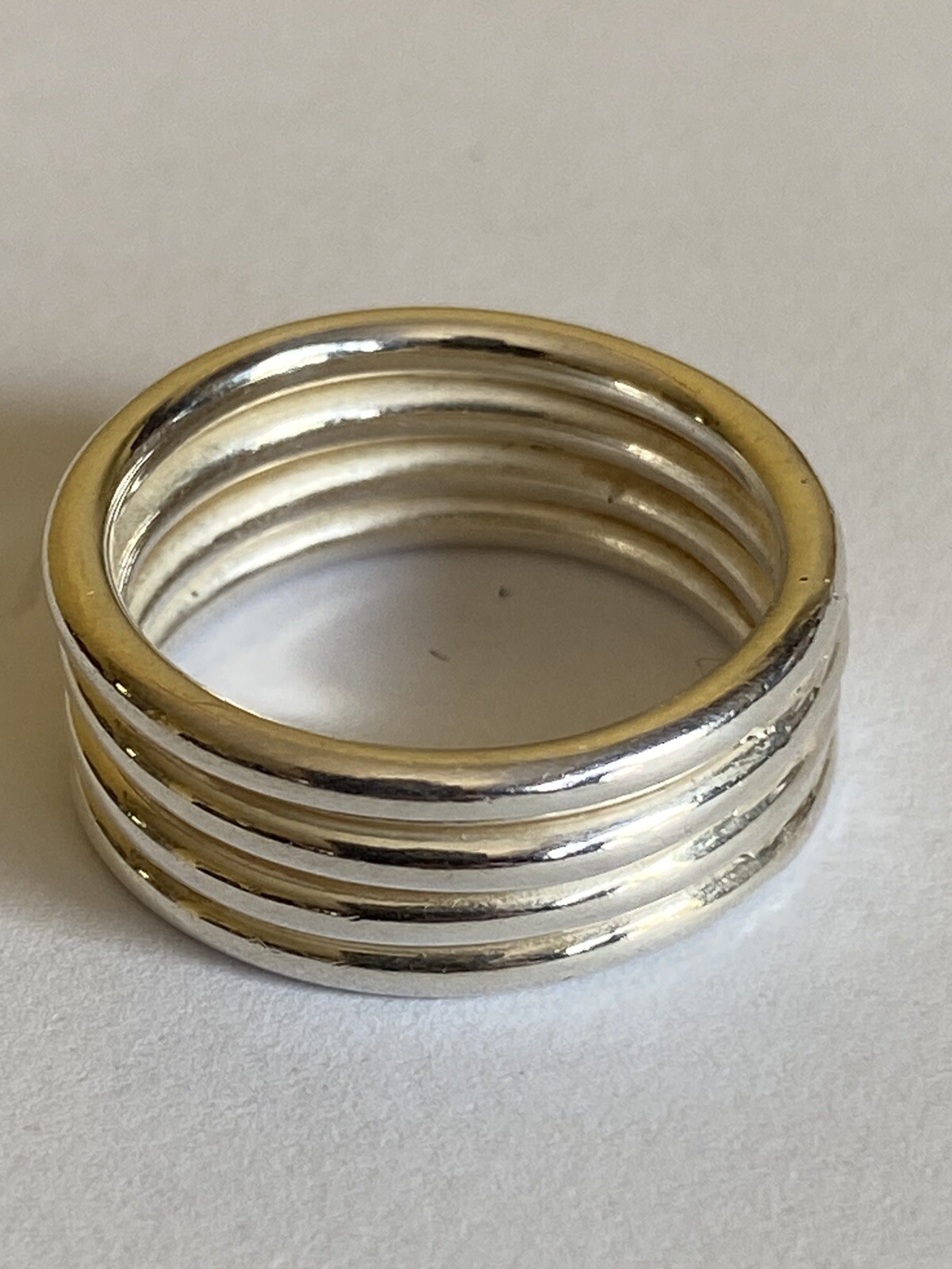 Vintage Sterling Silver 4 Loop Spun Band Ring Size O | eBay