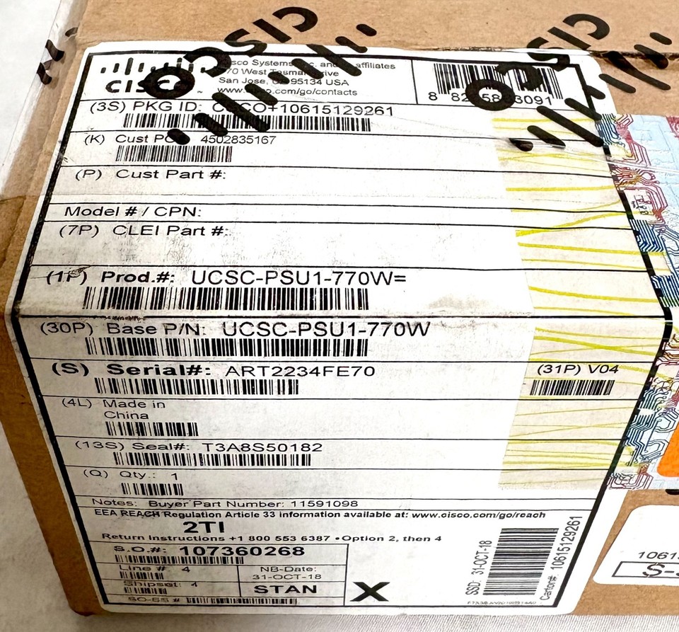 Cisco UCSC-PSU1-770W 74-113144-01 Hotplug Power Supply for 1U C-Series ...