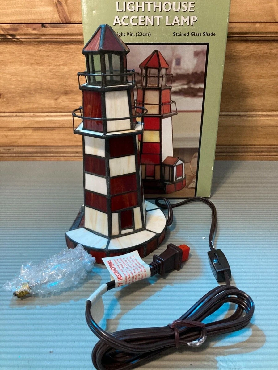 Stained Glass Lighthouse Lamp