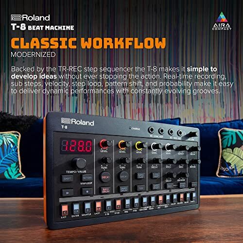 ROLAND T-8 BEAT MACHINE AIRA COMPACT Portable Drum Machine Bass Synth ...