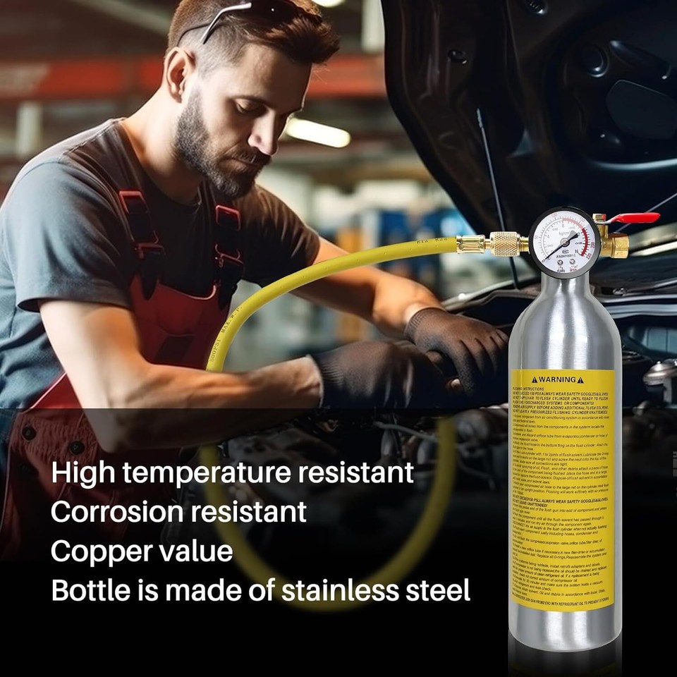 AC Flush Kit, Air Conditioner System Flush Canister Kit with Pressure ...