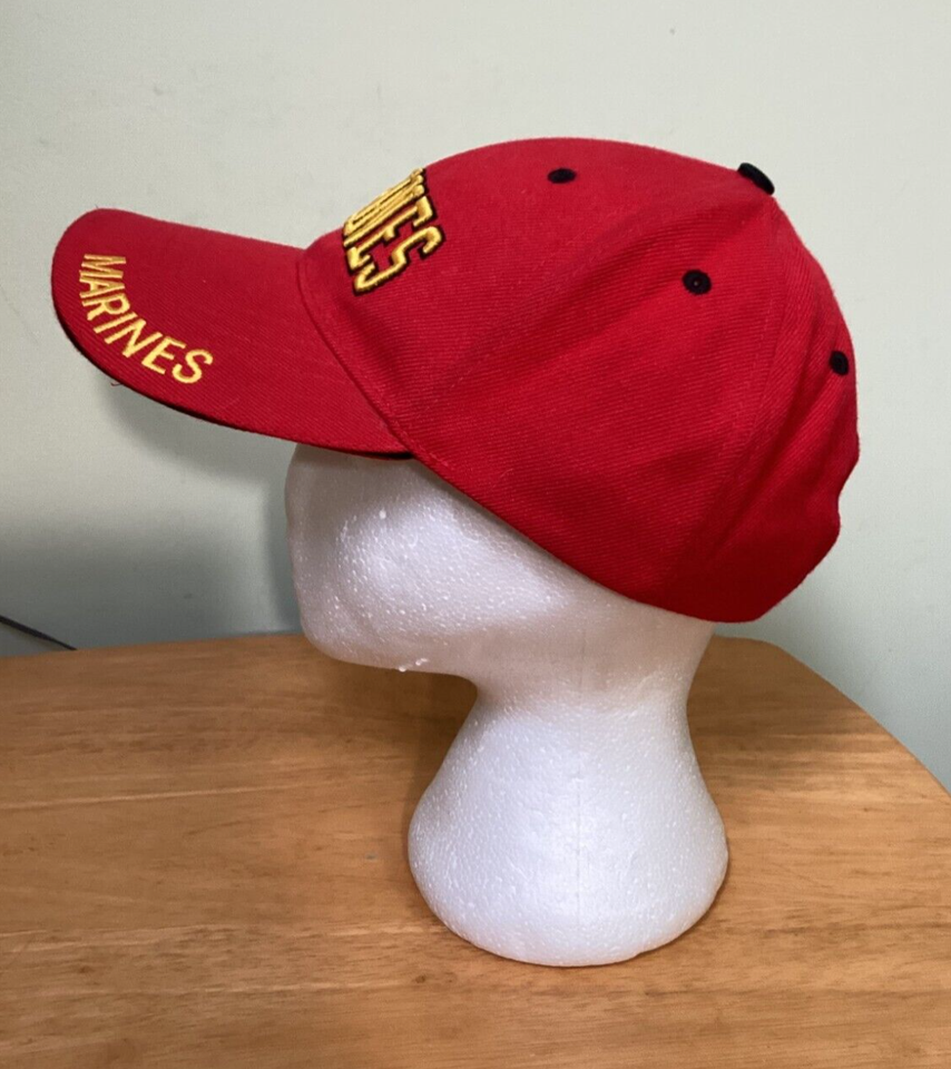 U.S Marines Adjustable Red Baseball Cap Hat Heavy Embroidery Mitchell ...