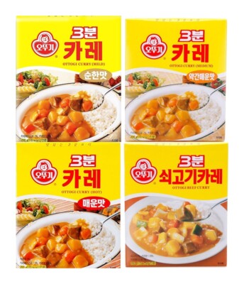 Korean Instant Curry OTTOGI 3MINUTES CURRY Mild Medium Hot Retort Fast ...