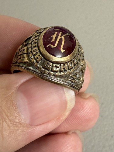 10k Gold Mens Class Ring Gold Lance Kathleen High School Red Devils 14. ...