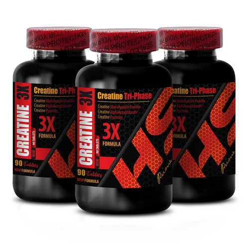 muscle growth pills - CREATINE 3X - creatine monohydrate pills - 3 Bot ...