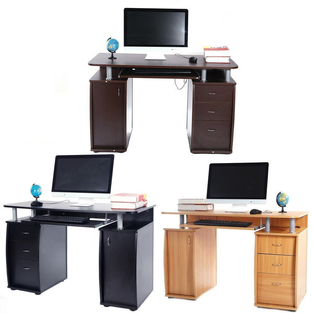 Computer Desk PC Laptop Writing Table Workstation with Stroage 3 ...