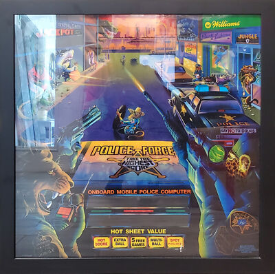 Police Force Pinball Original Backglass Translite Framed 29x30 1989 ...