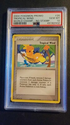 Pokemon PSA 10 GEM MINT 2004 Tropical Wind World Championship Card ...