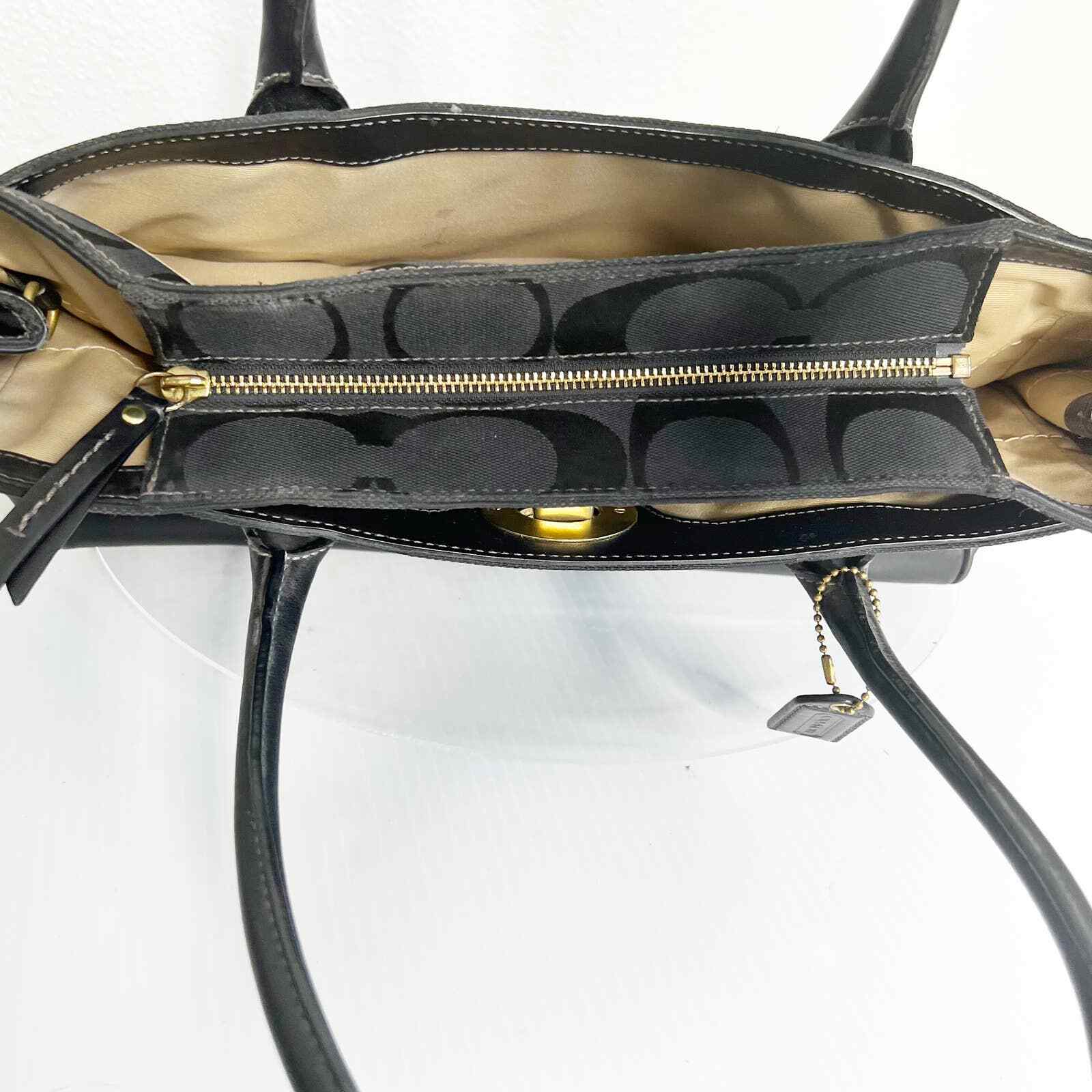 Coach Madeline Black Leather Signature Canvas Satchel… - Gem