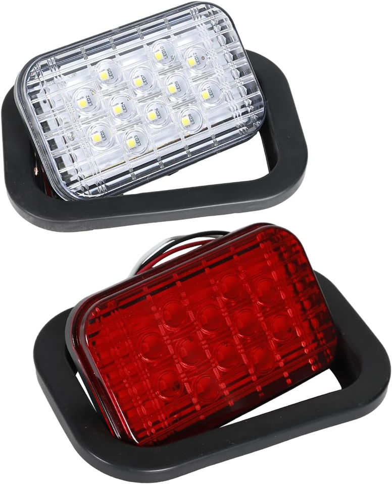 6 Pieces 24 LED Rectangle Truck Trailer Lights, 5x3 Inch, Stop/Turn ...