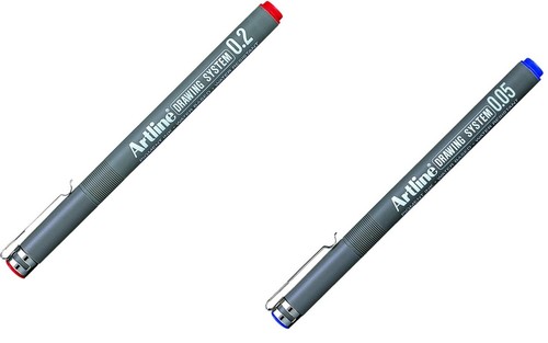 Artline Drawing System Acid Free Pens Blue or Red in Various Tip Sizes ...